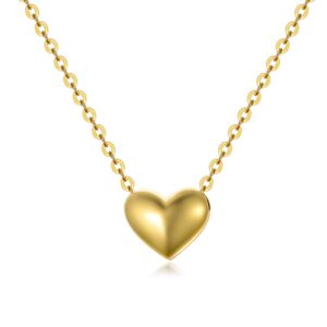 18k sold gold heart pendant necklace for women, you are only one in my heart, forever love heart jewerly for her, 16"-17"