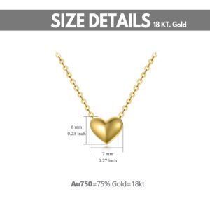 18K Sold Gold Heart Pendant Necklace for Women, You are Only One in My Heart, Forever Love Heart Jewerly for Her, 16"-17"