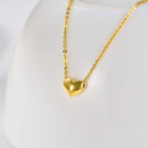 18K Sold Gold Heart Pendant Necklace for Women, You are Only One in My Heart, Forever Love Heart Jewerly for Her, 16"-17"