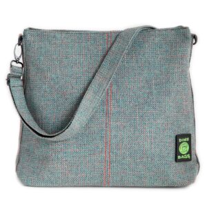 dime bags urban tote | hemp unisex purse | spacious storage and adjustable, removable shoulder strap (aqua)