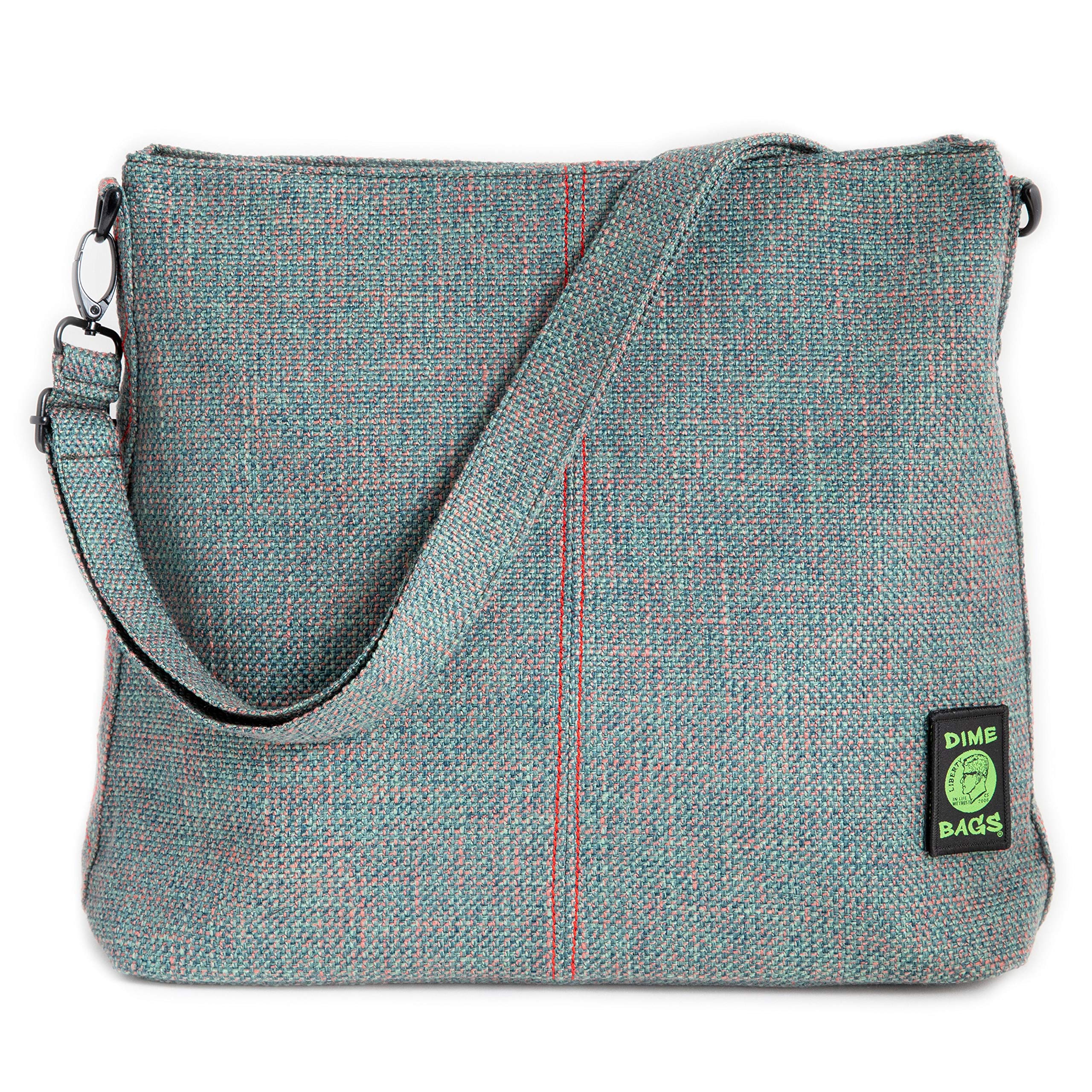 DIME BAGS Urban Tote | Hemp Unisex Purse | Spacious Storage and Adjustable, Removable Shoulder Strap (Aqua)