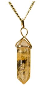 nature's decorations citrine crystal pendant for women, double terminated gold wire necklace,healing crystal november birthstone jewelry, ideal for a gold chain or sterling silver necklace.