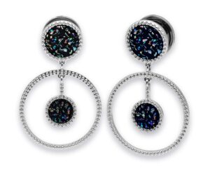 mystic metals body jewelry pair of 316l steel screw on plugs with round druzy dangle (ps-260) (1/2" (12mm))