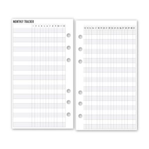 personal habit tracker planner insert refill, 3.74 x 6.73 inches, pre-punched for 6-rings to fit filofax, lv mm, kikki k and other binders, 24 sheets per pack