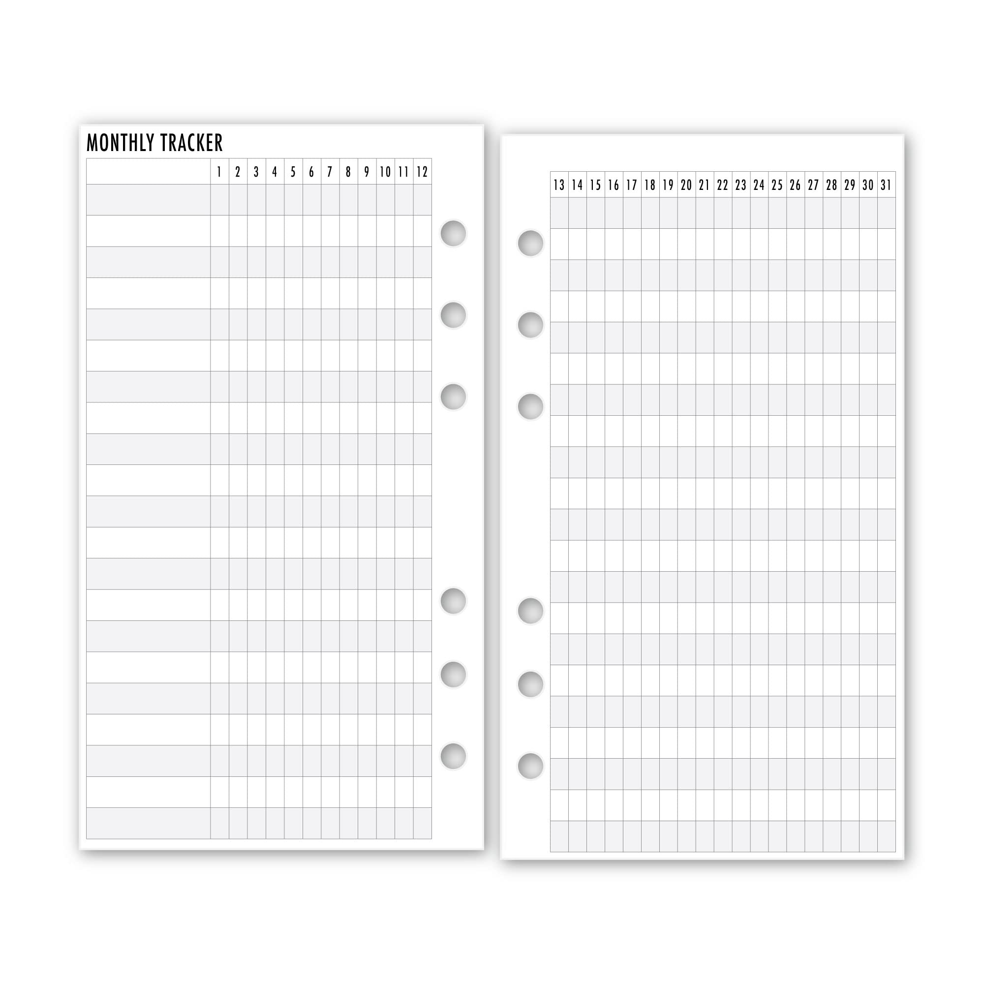 Personal Habit Tracker Planner Insert Refill, 3.74 x 6.73 inches, Pre-Punched for 6-Rings to Fit Filofax, LV MM, Kikki K and Other Binders, 24 Sheets Per Pack