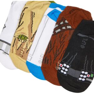 STAR WARS Boys 5 Pack No Show Casual Sock, Multi, 9-11 US