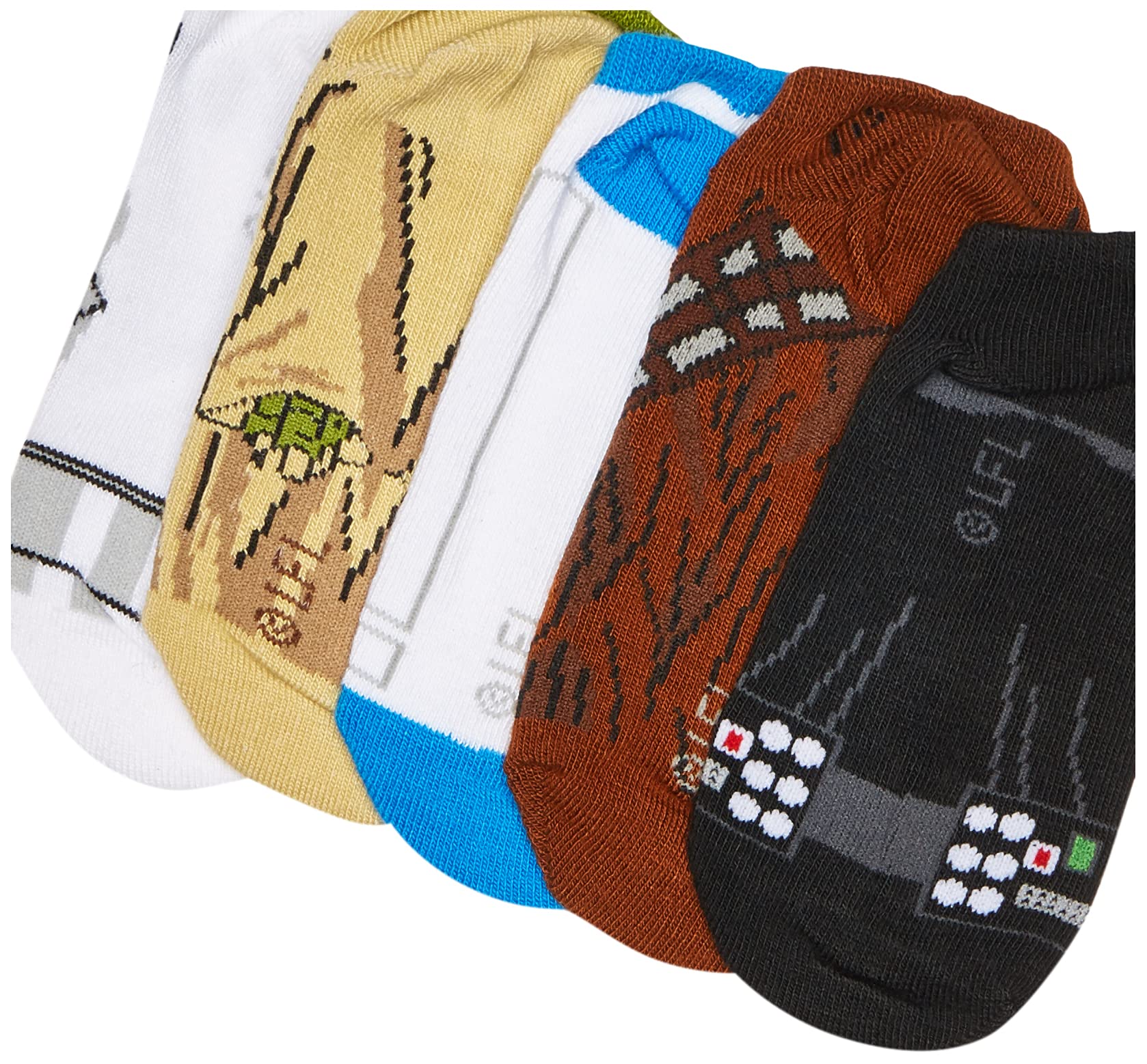 STAR WARS Boys 5 Pack No Show Casual Sock, Multi, 9-11 US