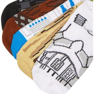 STAR WARS Boys 5 Pack No Show Casual Sock, Multi, 9-11 US