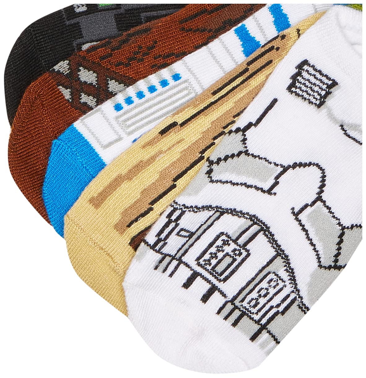 STAR WARS Boys 5 Pack No Show Casual Sock, Multi, 9-11 US