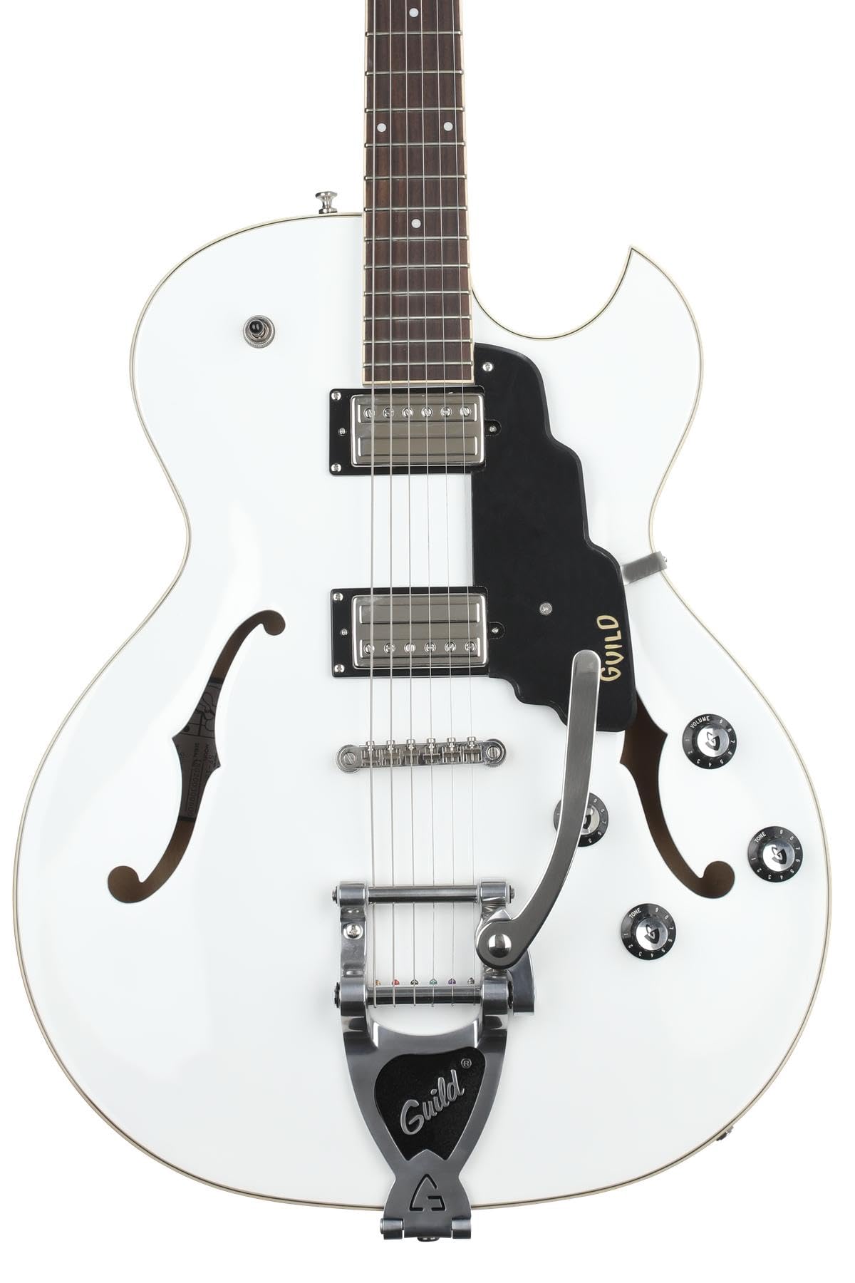 Guild Guitars Starfire I SC Semi-Hollow Body Electric Guitar, Snowcrest White, Florentine-Cut w/tremolo, Newark St. Collection