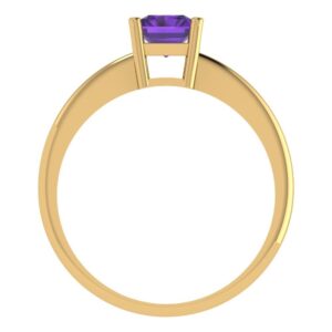 Clara Pucci 1.0 ct Radiant Cut Solitaire Natural Amethyst gemstone Bridal Designer Anniversary Engagement Ring Real 14k Yellow Gold