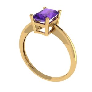 Clara Pucci 1.0 ct Radiant Cut Solitaire Natural Amethyst gemstone Bridal Designer Anniversary Engagement Ring Real 14k Yellow Gold