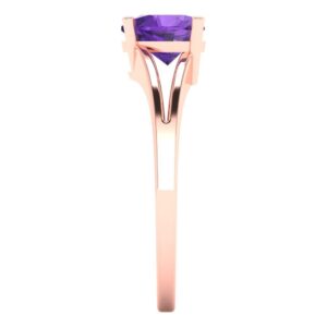 Clara Pucci 1.45ct Heart Cut Solitaire split shank Natural Amethyst 4-Prong Classic Statement Ring 14k Rose Gold for Women Size 9.75