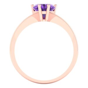 Clara Pucci 1.45ct Heart Cut Solitaire split shank Natural Amethyst 4-Prong Classic Statement Ring 14k Rose Gold for Women Size 9.75