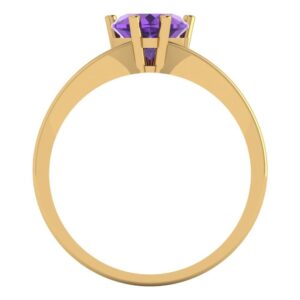 Clara Pucci 1.50 ct Heart Cut Solitaire split shank Natural Amethyst Bridal Designer Anniversary Engagement Ring 14k Yellow Gold