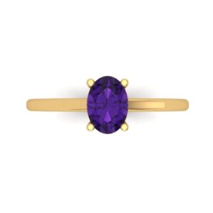 clara pucci 1.0 ct oval cut solitaire natural amethyst gemstone wedding bridal designer anniversary engagement ring real 14k yellow gold