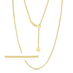 floreo 14k yellow gold 1.3mm adjustable round popcorn chain necklace with heart charm, 22 inch