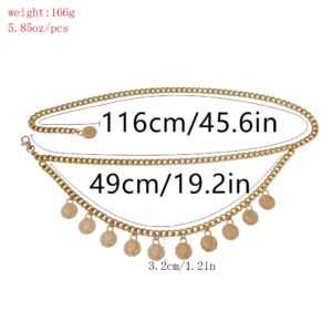 Sethain Boho Layered Body Chain Gold Multilayer Coin Pendant Waist Belly Chain Party Body Jewelry Pirate Accessories for Women