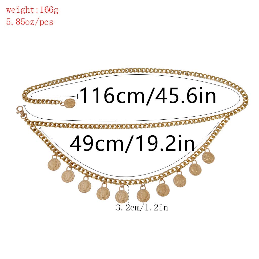 Sethain Boho Layered Body Chain Gold Multilayer Coin Pendant Waist Belly Chain Party Body Jewelry Pirate Accessories for Women