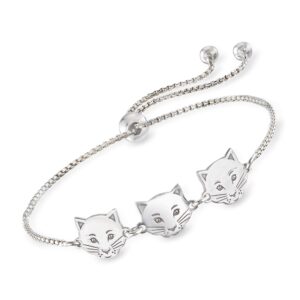 ross-simons italian sterling silver cat trio bolo bracelet