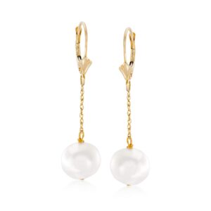 ross-simons 10-10.5mm cultured pearl drop earrings in 14kt yellow gold