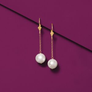 Ross-Simons 10-10.5mm Cultured Pearl Drop Earrings in 14kt Yellow Gold