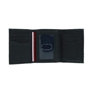 Tommy Hilfiger Men's Leather Leif RFID Trifold Wallet with Double ID, Black