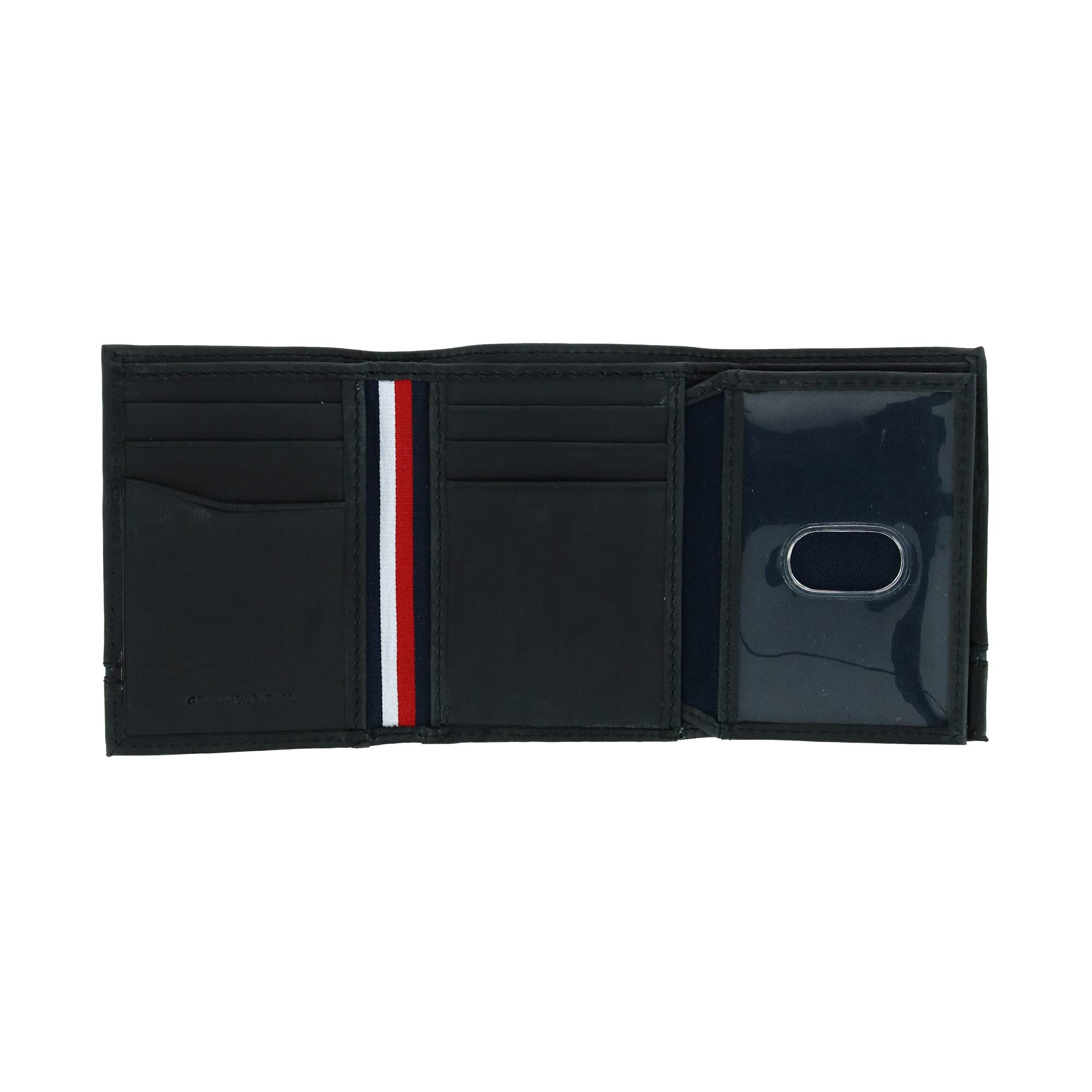 Tommy Hilfiger Men's Leather Leif RFID Trifold Wallet with Double ID, Black