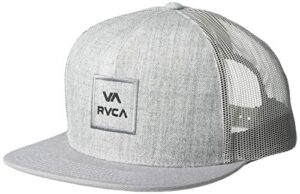 rvca men's adjustable snapback mesh trucker hat, grey, one size