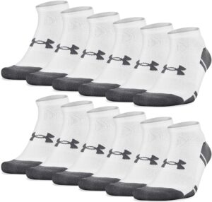 under armour adult resistor 3.0 no show socks, multipairs , white/graphite (12-pairs) , medium