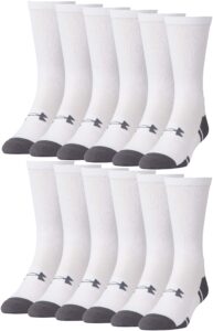 under armour adult resistor 3.0 crew socks, multipairs , white/graphite (12-pairs) , x-large