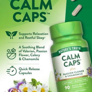 Nature's Truth Calm Caps | 90 Capsules | with Passion Flower and Chamomile | Non-GMO, Gluten Free Supplement