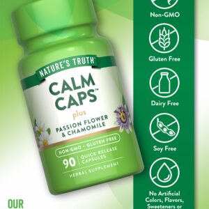 Nature's Truth Calm Caps | 90 Capsules | with Passion Flower and Chamomile | Non-GMO, Gluten Free Supplement