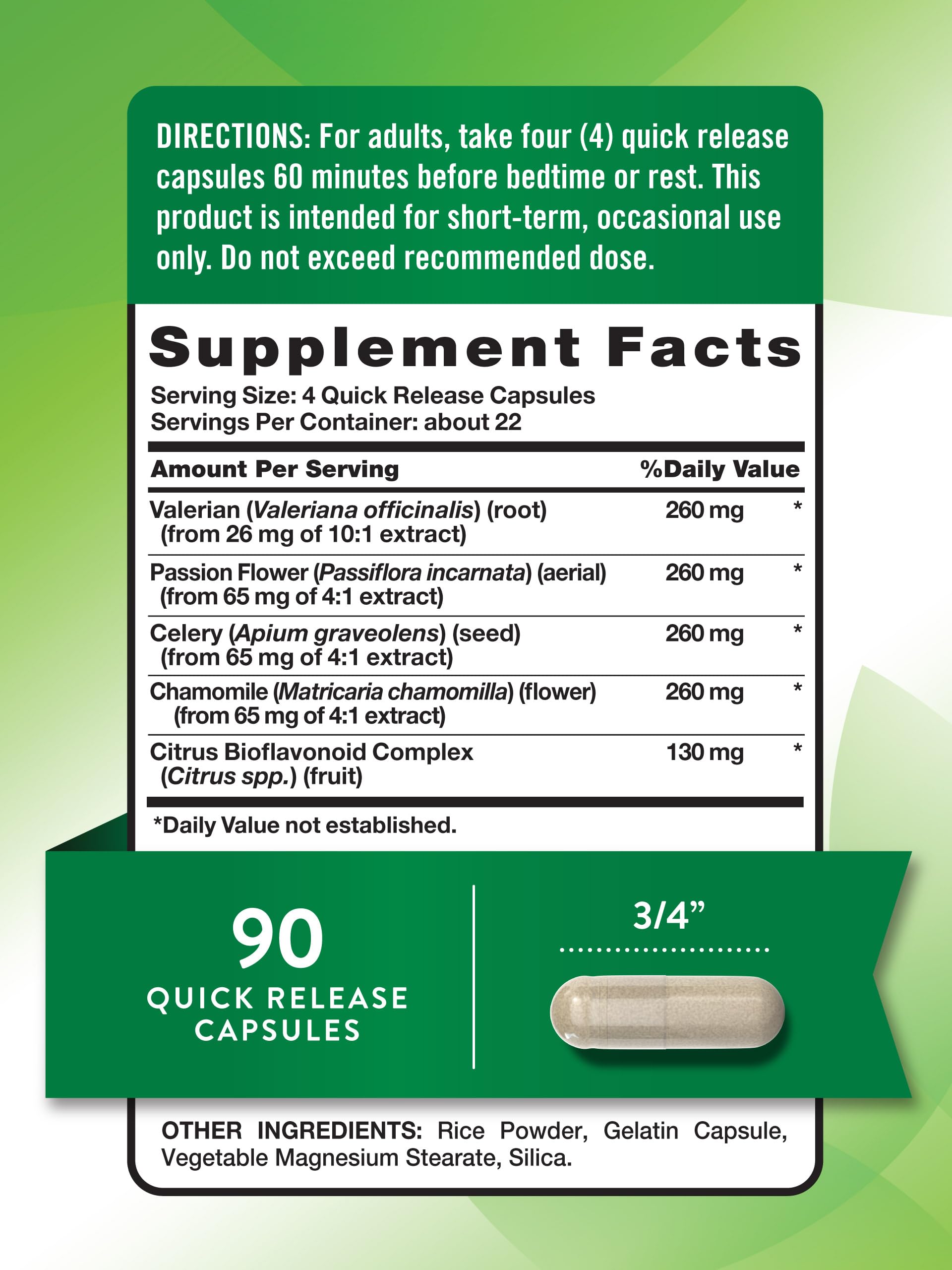 Nature's Truth Calm Caps | 90 Capsules | with Passion Flower and Chamomile | Non-GMO, Gluten Free Supplement