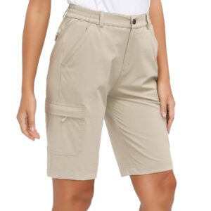 libin women's lightweight hiking shorts quick dry cargo shorts summer travel golf shorts outdoor water resistant khaki xxl