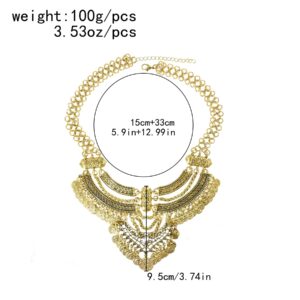 Coin Bib Metal Alloy Collors Statement Necklace For Women Gold Big Bohemian Vintage Chunky Tassel Necklaces Punk Ethnic Style Jewelry