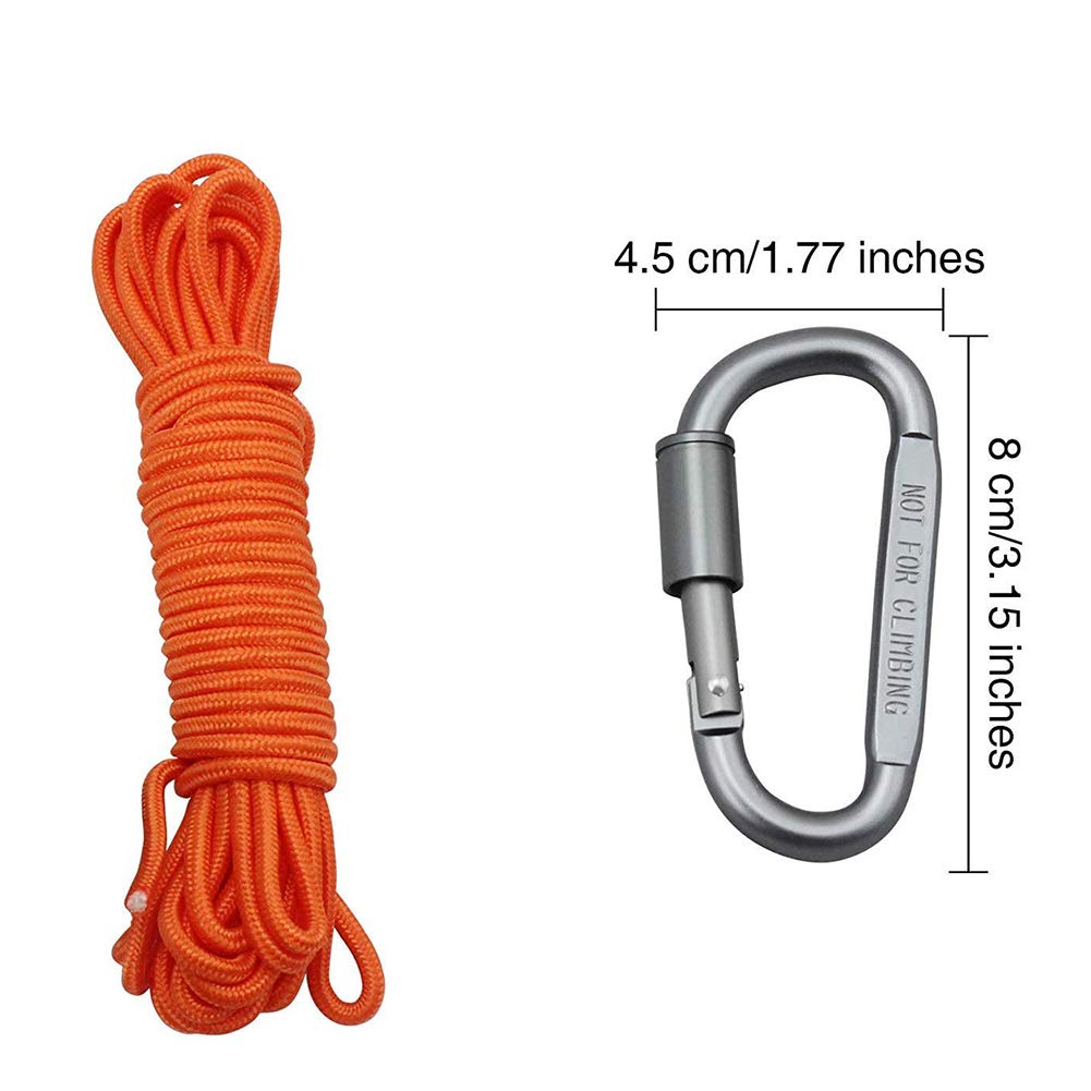 AITREASURE 65.6ft / 6 mm Floating Rope for Boat Water Tow Rope with Hooks Throwable Flotation Device Water Rescue Safety Equipment for Boating Swimming Pool