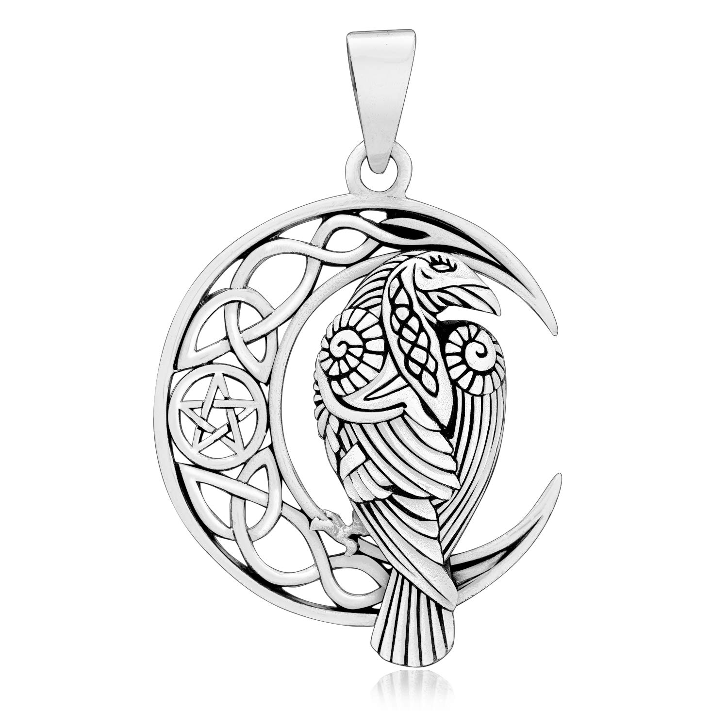 925 Sterling Silver Viking Norse Raven Celtic Pagan Knotwork Pendant