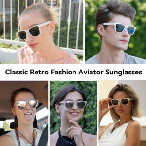 Dollger Polarized Sunglasses for Men Women Retro Classic Colorful Gradient Sunglasses White Frame Black Lens