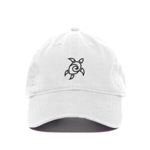 sea turtle baseball cap embroidered cotton adjustable dad hat white