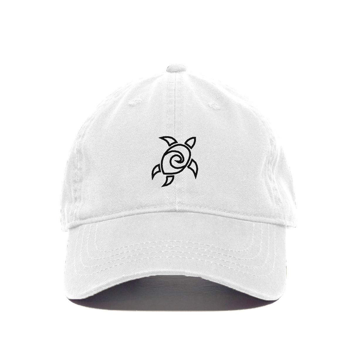 Sea Turtle Baseball Cap Embroidered Cotton Adjustable Dad Hat White