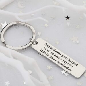 SEIRAA Inspirational Gift Keychain Sometimes You Forget You’re Awesome Encouragement Graduation Gift for Son Daughter (Inspirational Keychain)