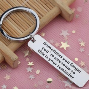 SEIRAA Inspirational Gift Keychain Sometimes You Forget You’re Awesome Encouragement Graduation Gift for Son Daughter (Inspirational Keychain)