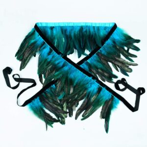 L'VOW Feather Boa Ribbon Punk Gothic Shawl Crow Witch Costume for Halloween(Acid blue)