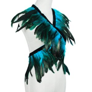 L'VOW Feather Boa Ribbon Punk Gothic Shawl Crow Witch Costume for Halloween(Acid blue)