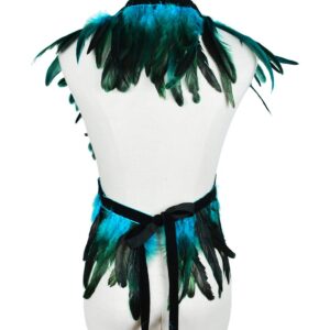 L'VOW Feather Boa Ribbon Punk Gothic Shawl Crow Witch Costume for Halloween(Acid blue)