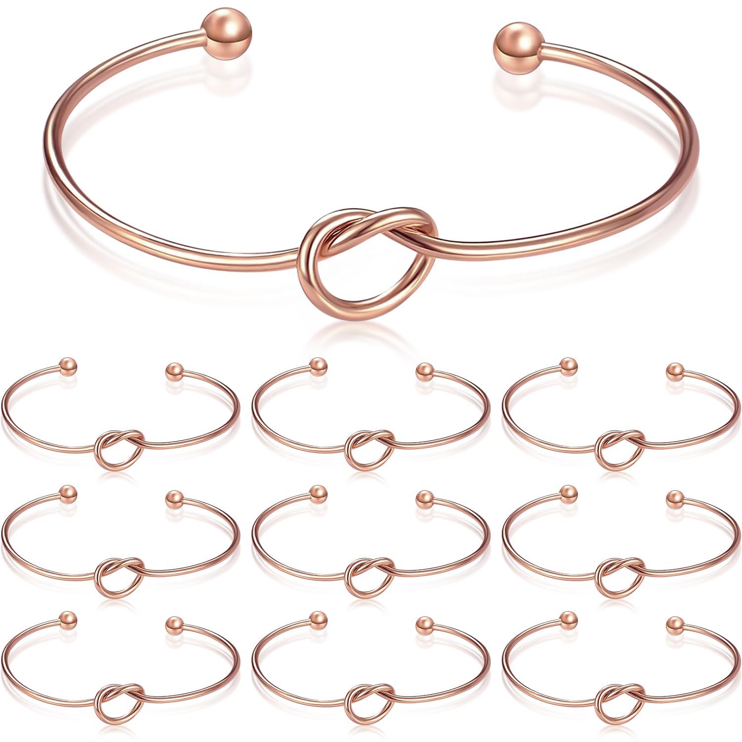 Hicarer 10 Pcs Wedding Bridesmaid Bracelet for Women Bridesmaids Gifts for Proposal Knot Cuff Bangle Knot Bridesmaid Bracelets