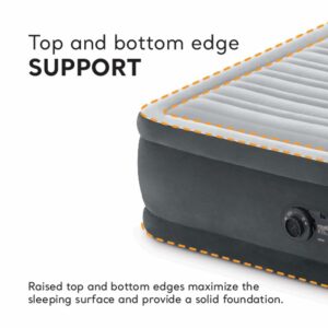 Intex Dura-Beam Deluxe Comfort-Plush Elevated Air Mattress: Fiber-Tech – Queen Size – Built-in Electric Pump – 18in Bed Height – 600lb Weight Capacity