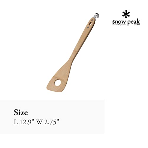 Snow Peak's Cooking Spatula, CS-215, Stainless Steel, Bamboo, Made in Japan, Lifetime Product Guarantee, Cooking Utensil, One Size