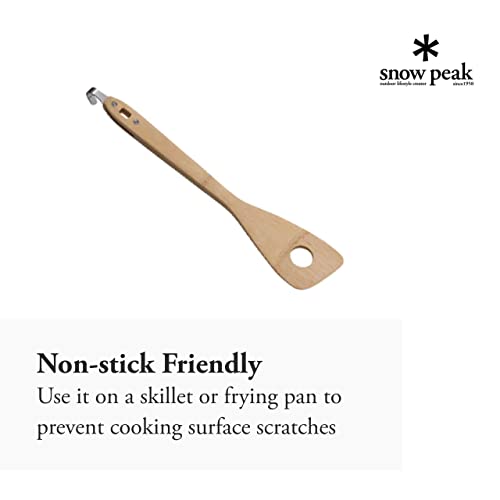 Snow Peak's Cooking Spatula, CS-215, Stainless Steel, Bamboo, Made in Japan, Lifetime Product Guarantee, Cooking Utensil, One Size